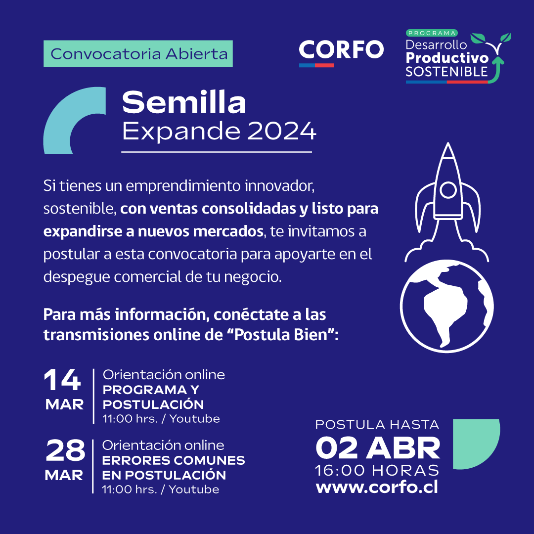 Corfo abre nuevas convocatorias para los fondos Semilla Inicia Sostenible y Semilla Expande
